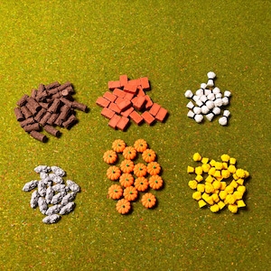 Agricola Resource Tokens: Wood, Clay, Reed, Stone, Grain & Pumpkin ...