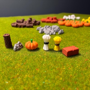 Agricola Resource Tokens: Wood, Clay, Reed, Stone, Grain & Pumpkin ...