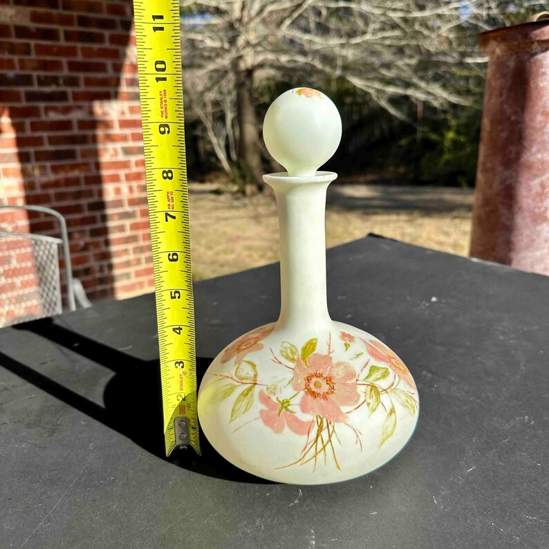 Victorian Hand-painted Milk Glass Decanter With Stopper / Antique Milk ...