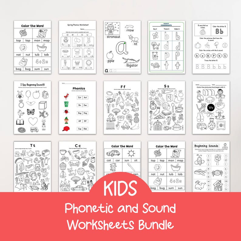 Kindergarten Phonics Worksheets, Alphabet and Letter Sounds Printable ...