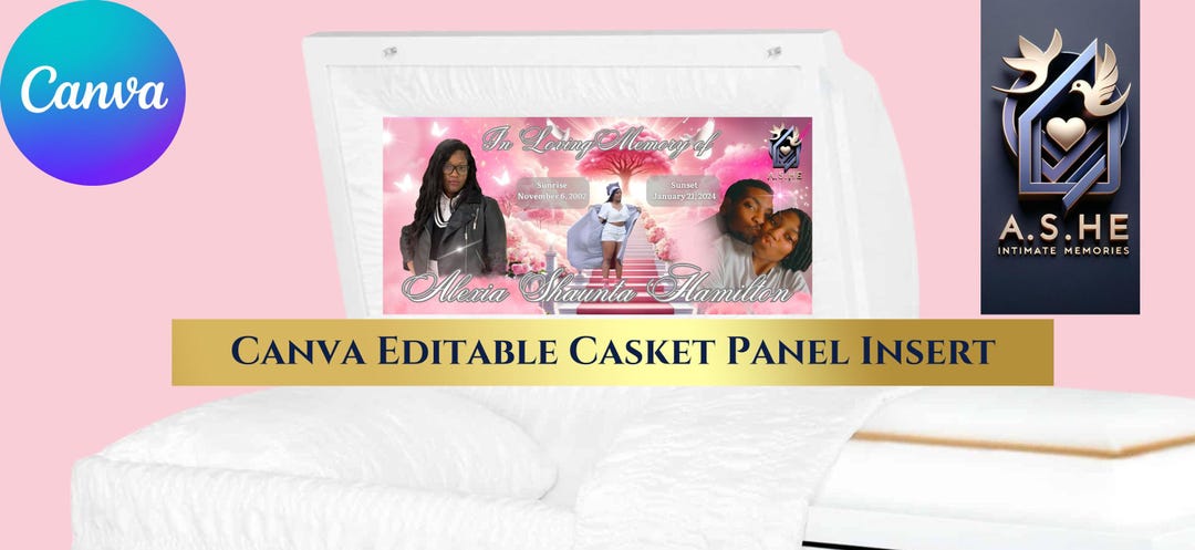 Pink Angel Alexia Casket Panel Insert Template - Etsy