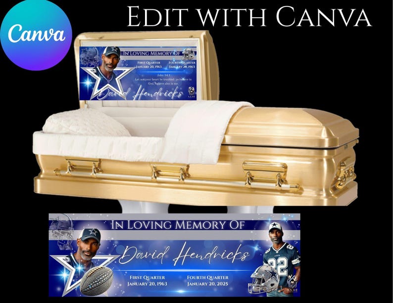 Dallas Cowboys COMBO (casket Panel, Poster, Announcement, Button and ...