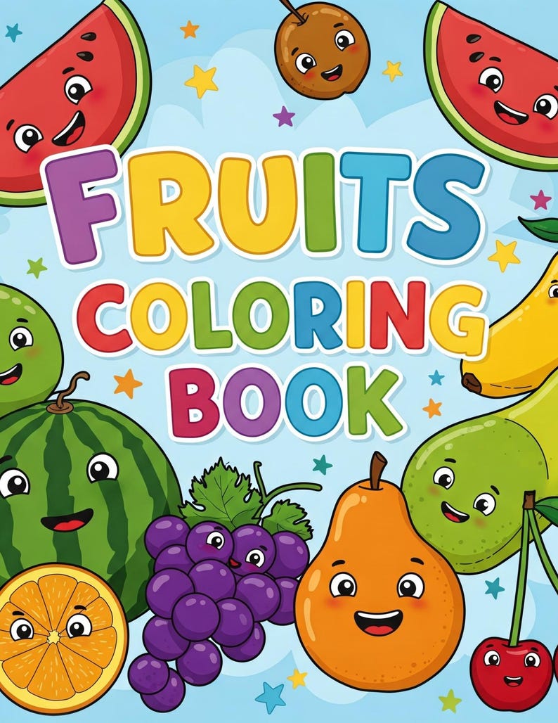 Sweet & Simple: Fruit-themed Coloring Pages for Kids and Adults - Etsy
