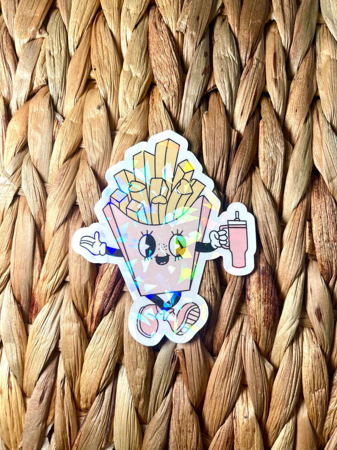 Holographic French Fry Sticker Water Bottle Laptop Decal - Etsy