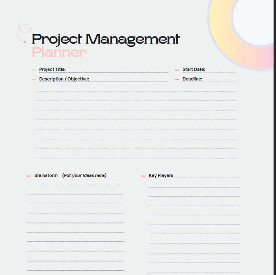 Project Management Planner - Letter - Etsy