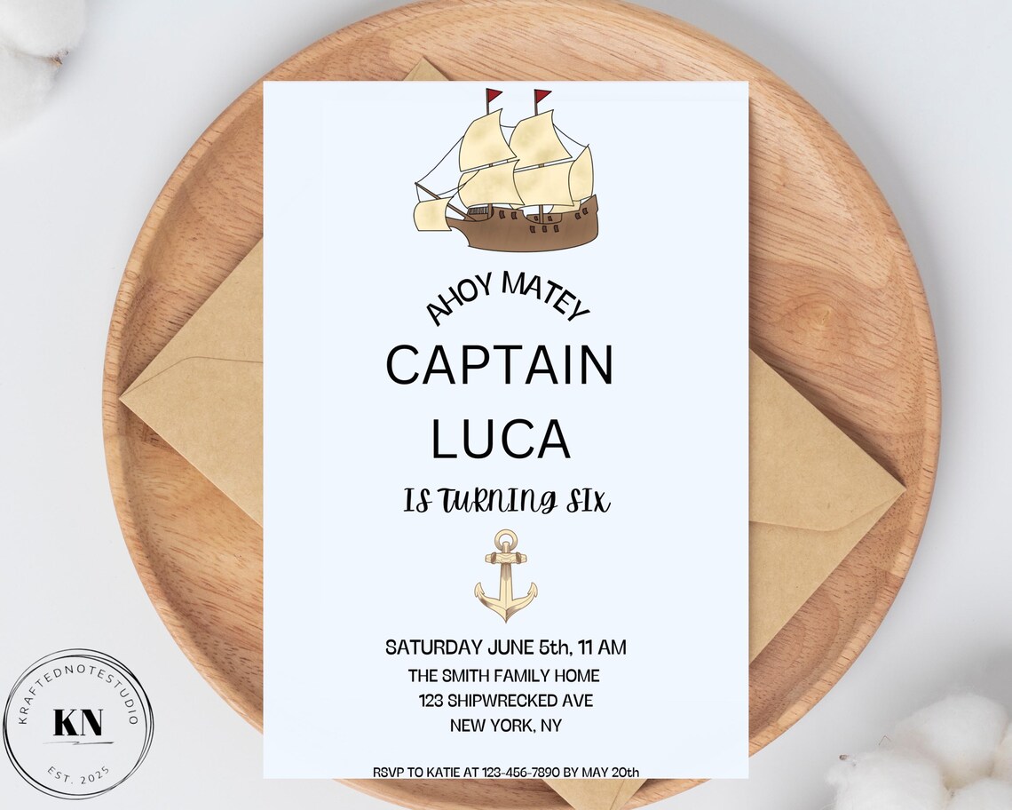 Boats Birthday Party Invitation - Digital & Customizable - Etsy