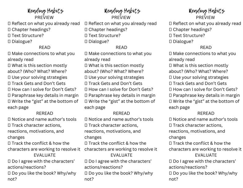 Printable Reading Habits Bookmark | Double-sided Reading Tracker ...