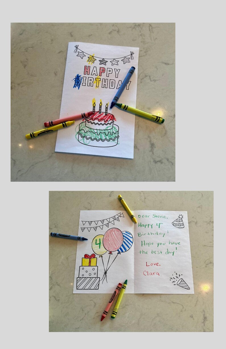 Coloring Page, Digital Printable Birthday Card, Print at Home and Color ...