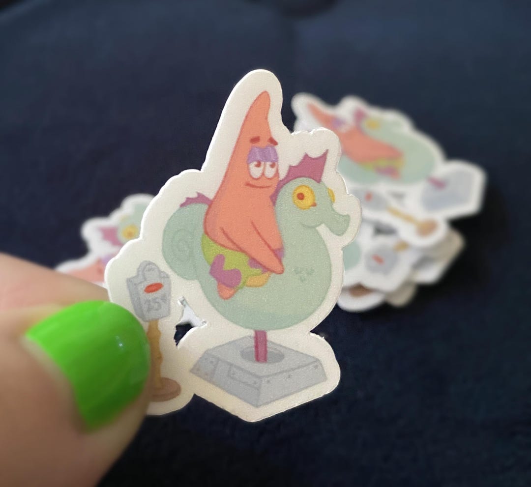 Patrick Dream Seahorse Ride Sticker Original Spongebob Fanart ...
