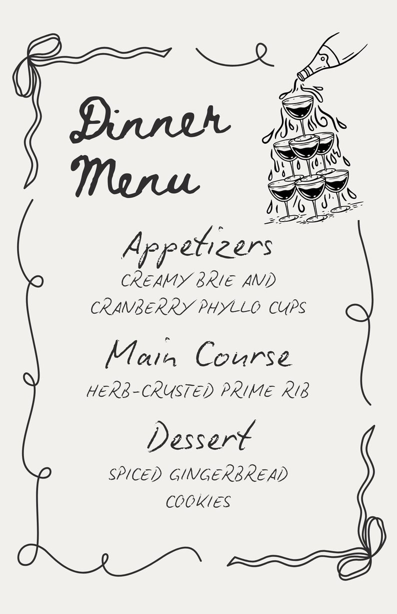 Customizable Digital Printable Menu Template - Modern Editable Design ...