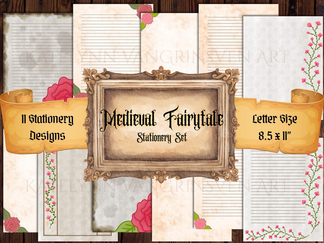Medieval Stationery, Medieval Themed Paper, Instant Download, Aged ...