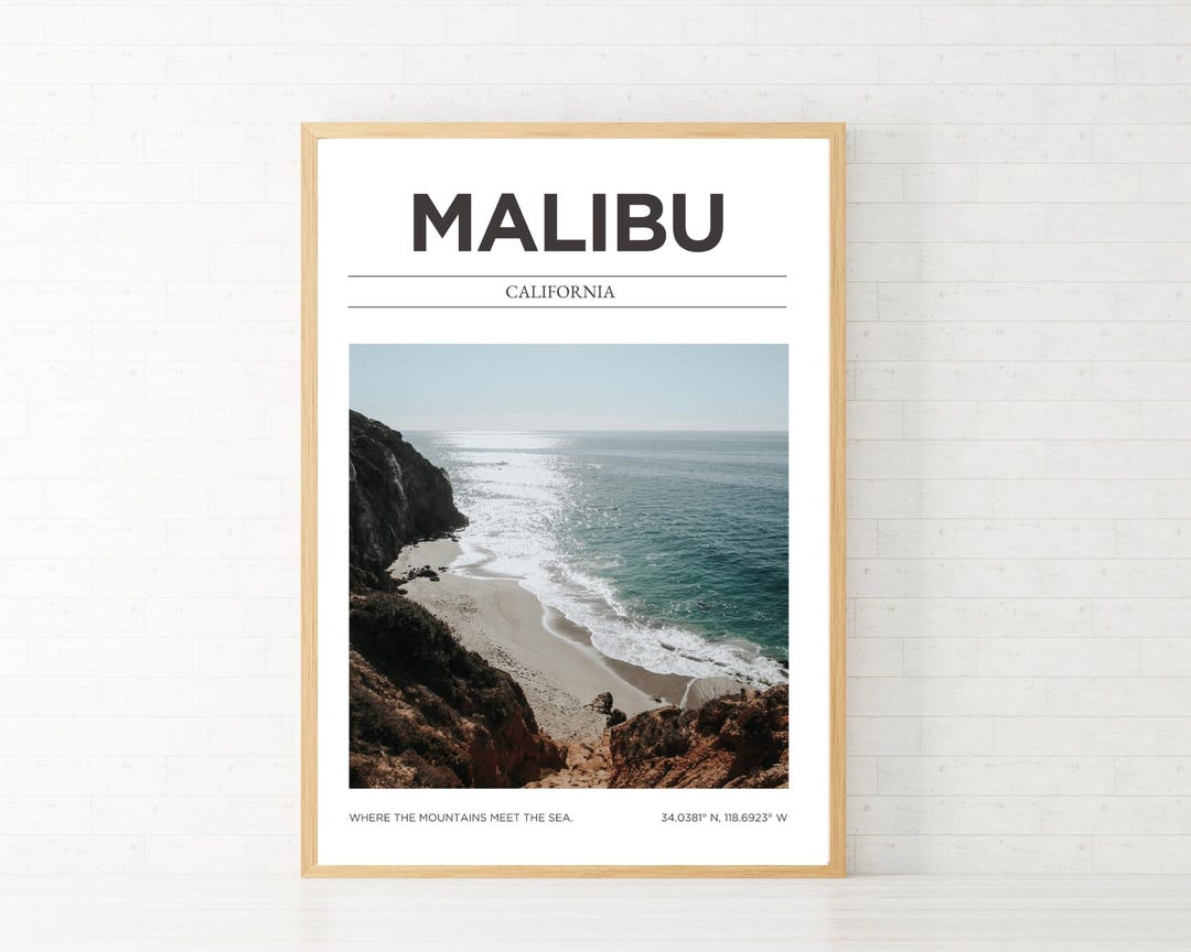 Malibu Beach Poster, Digital Art, Malibu Print, Malibu Wall Art, Malibu ...