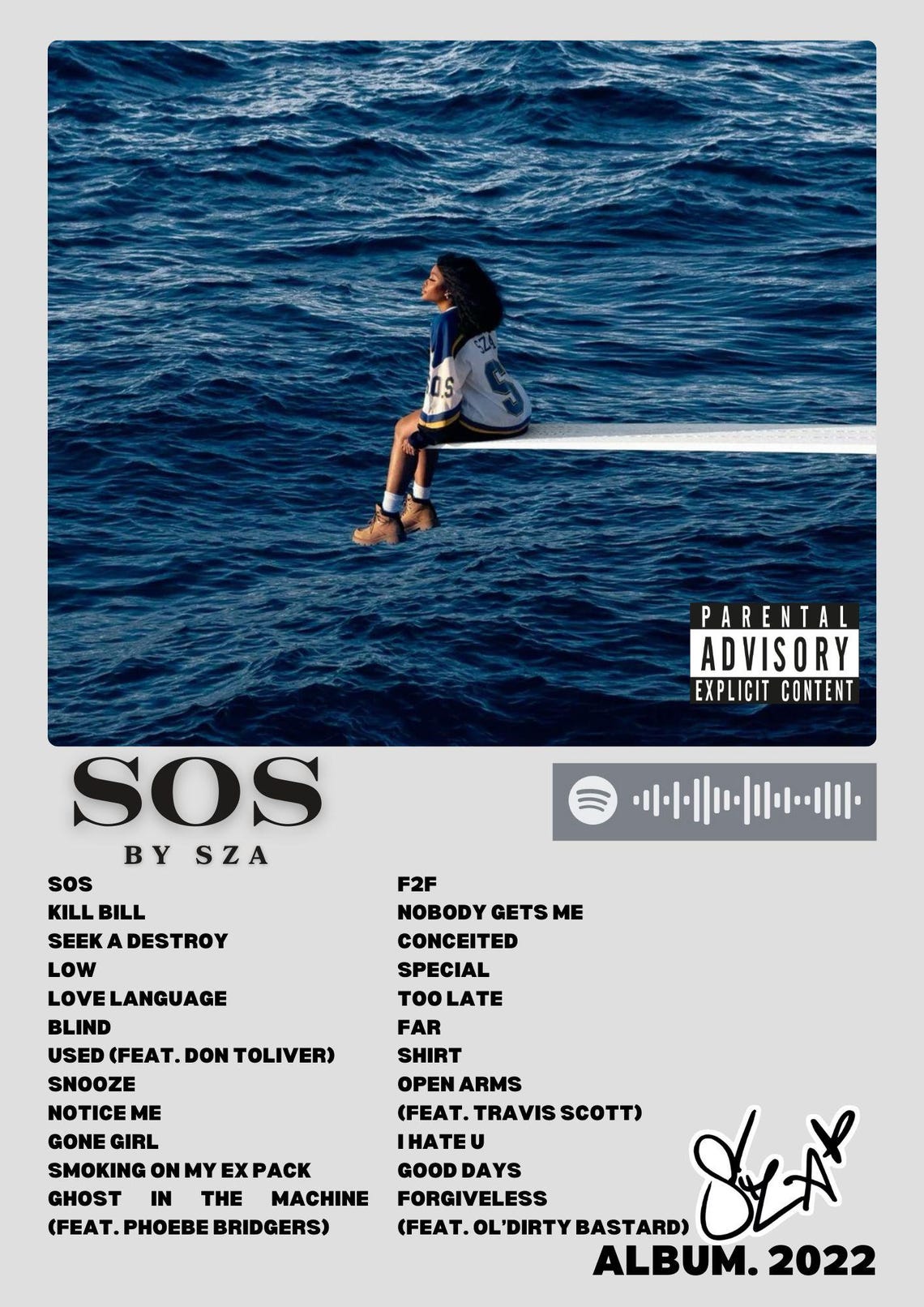 SZA SOS Album Poster – Custom Printable Wall Art, Music Decor, Digital ...