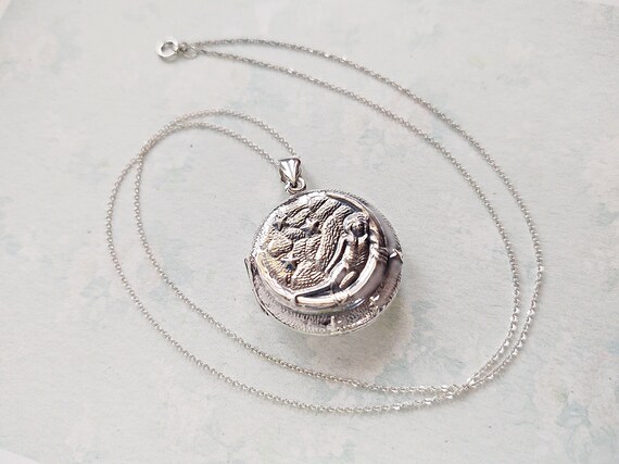 Vintage Moon Lady Locket Necklace, Sterling Silver Lo… - Gem