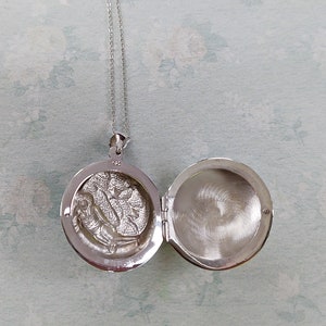 Vintage Moon Lady Locket Necklace, Sterling Silver Locket, Puffy Round ...