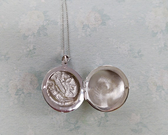 Vintage Moon Lady Locket Necklace, Sterling Silver Lo… - Gem