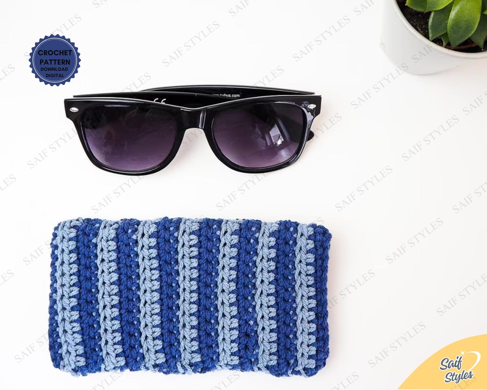 Striped Crochet Sunglasses Pouch Pattern Glasses Case DIY Crochet ...