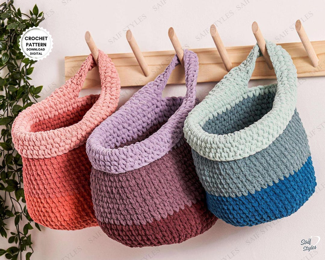 Crochet Pattern Teardrop Basket, Hanging Storage Basket PDF, DIY Easter ...