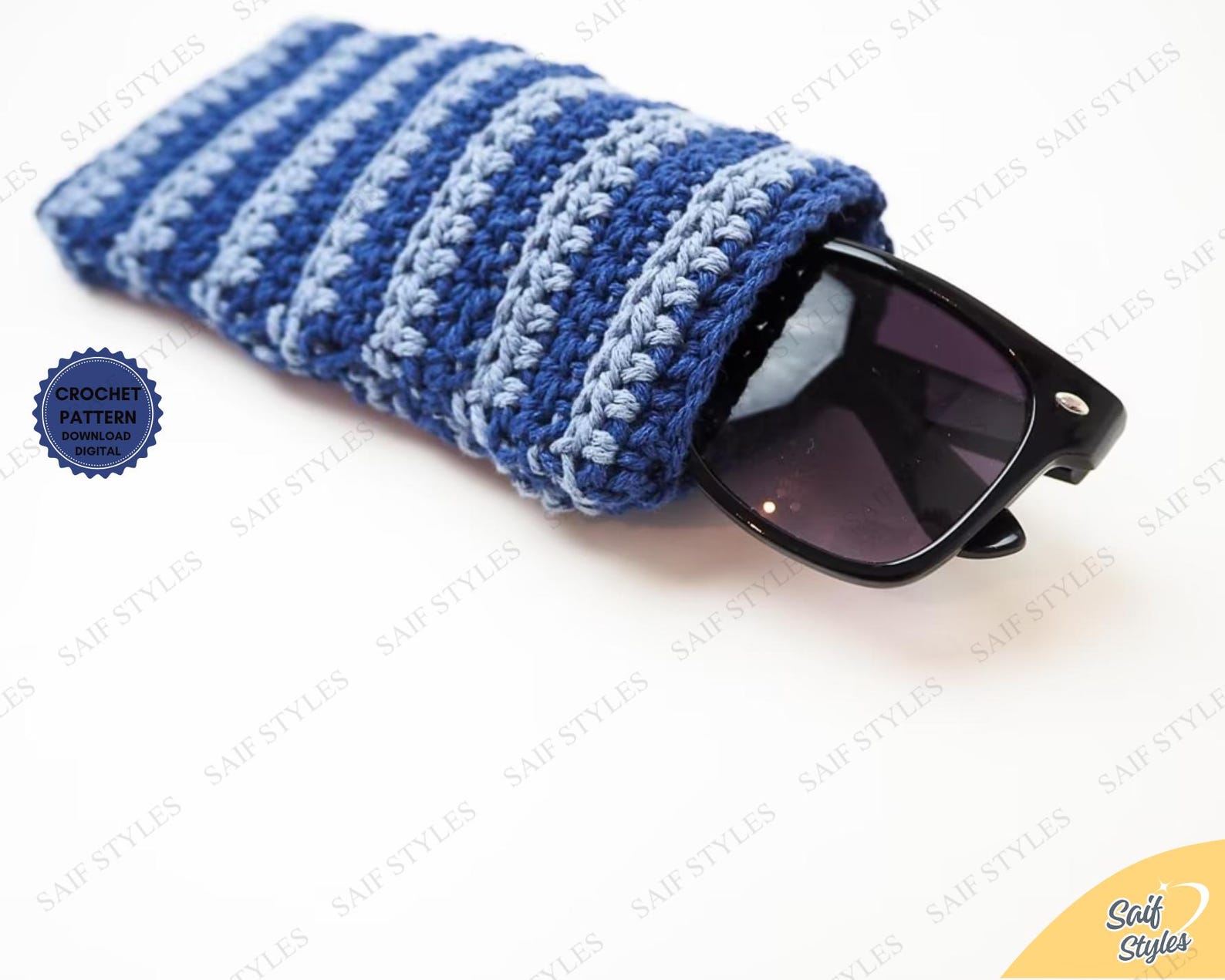 Striped Crochet Sunglasses Pouch Pattern Glasses Case DIY Crochet ...