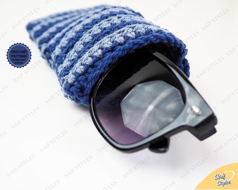 Striped Crochet Sunglasses Pouch Pattern Glasses Case DIY Crochet ...