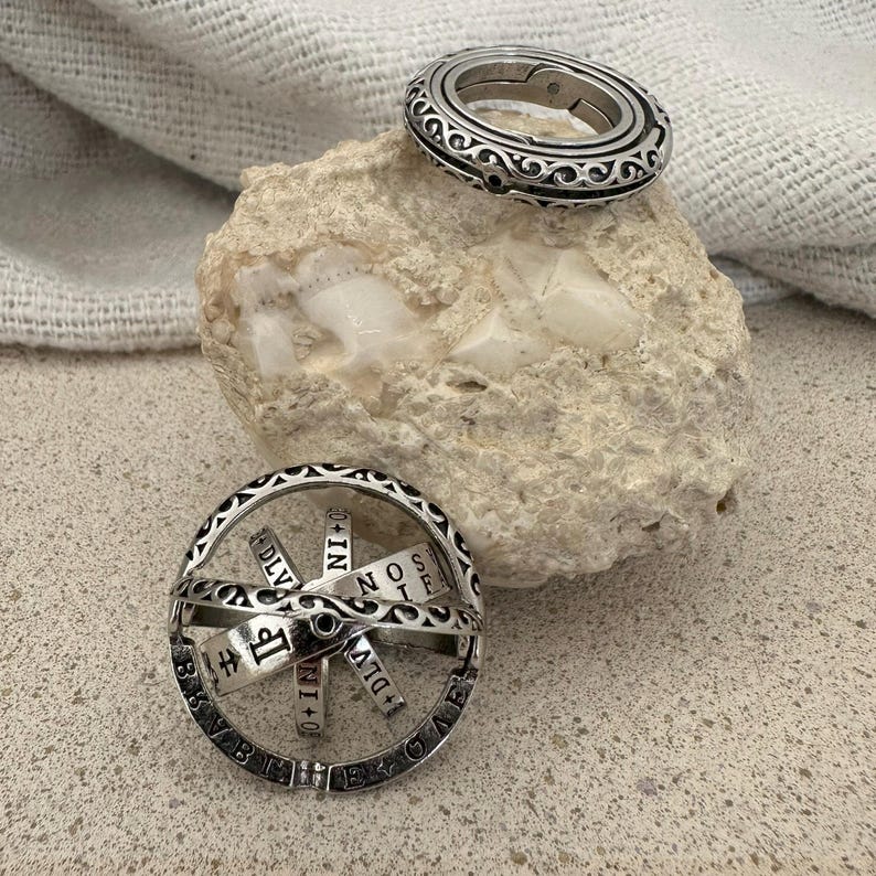 Secret Puzzle Fidget Ring Convertible Spinner Ring Hidden Sphere Puzzle ...