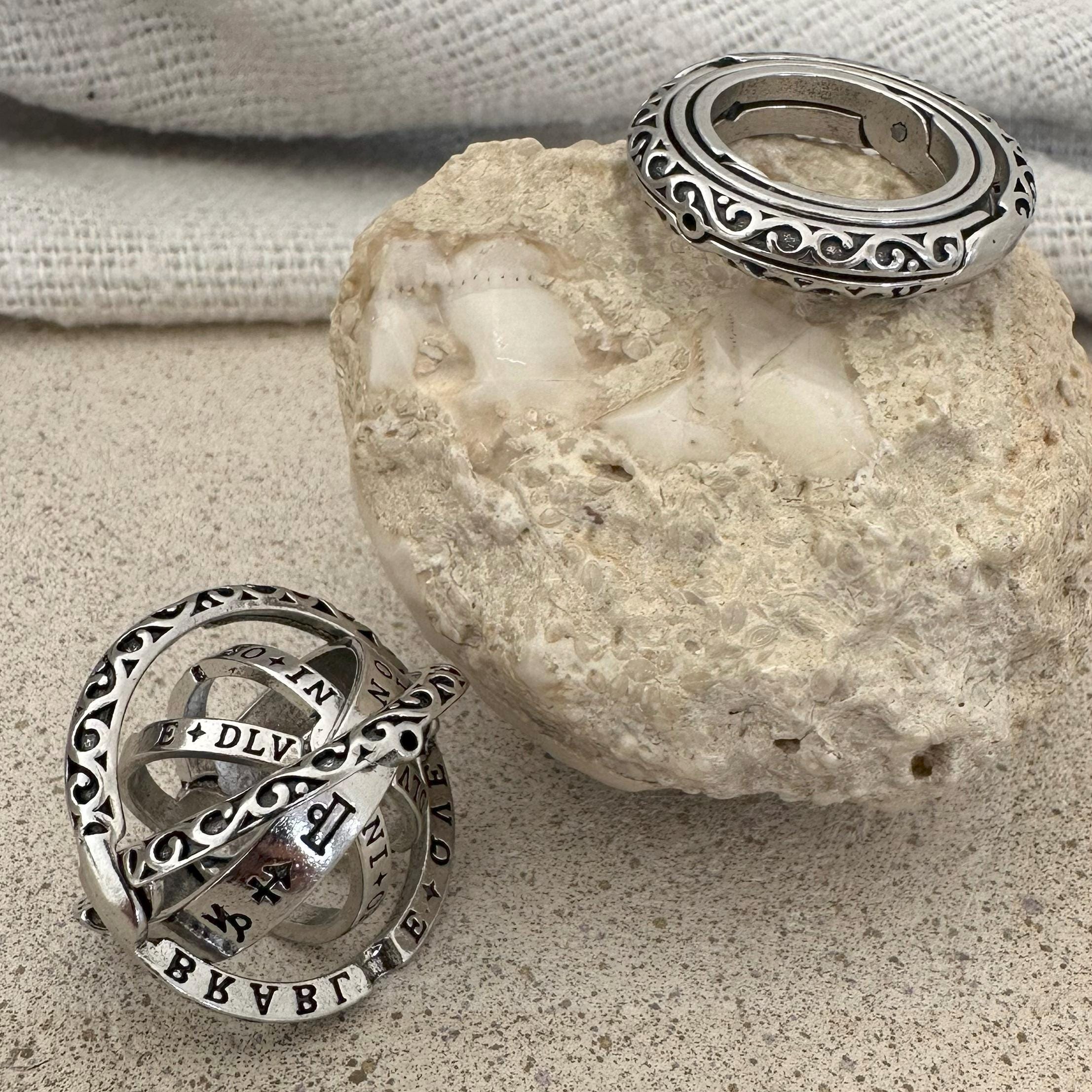 Secret Puzzle Fidget Ring Convertible Spinner Ring Hidden Sphere Puzzle ...