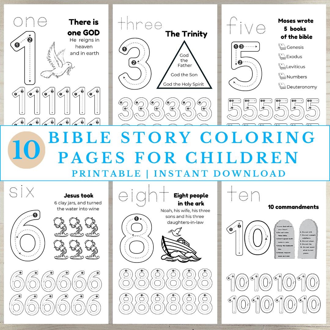 Bible Number Tracing Pages for Kids: Christian Coloring Worksheets ...