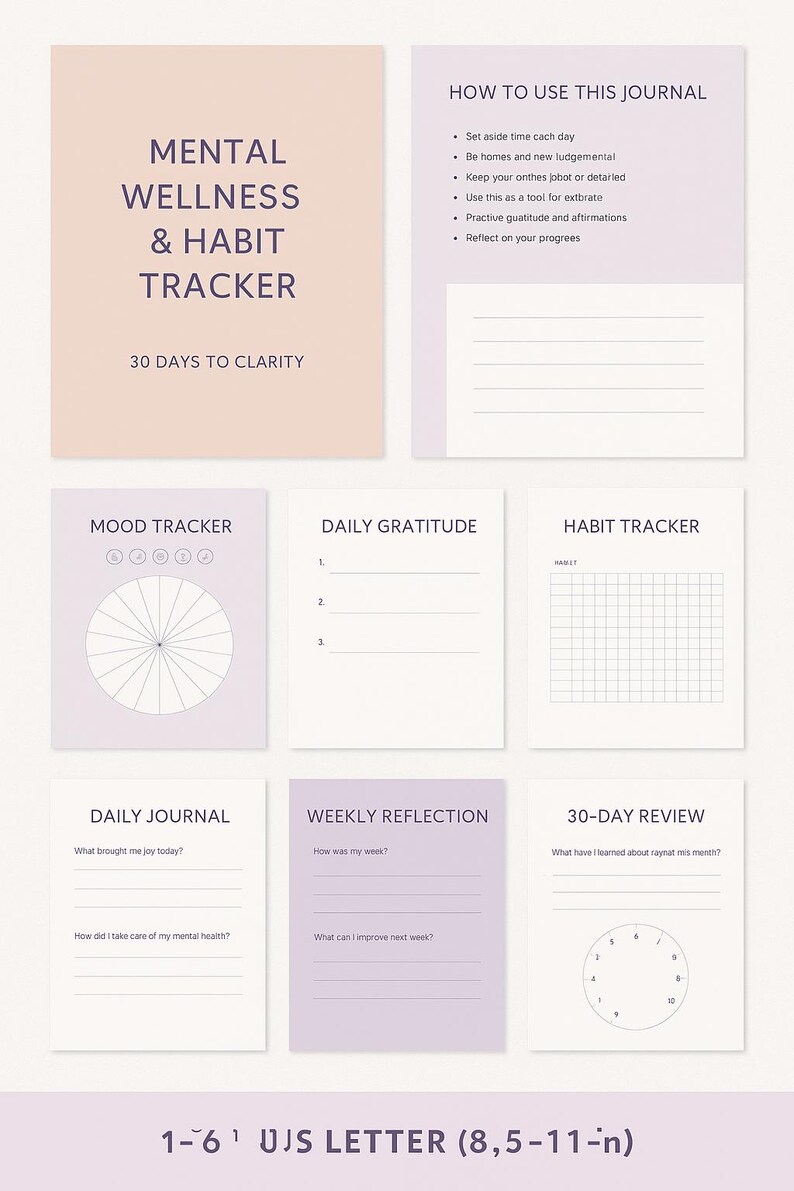 30-day Wellness Journal | Daily Mental Health Tracker | Self-care ...