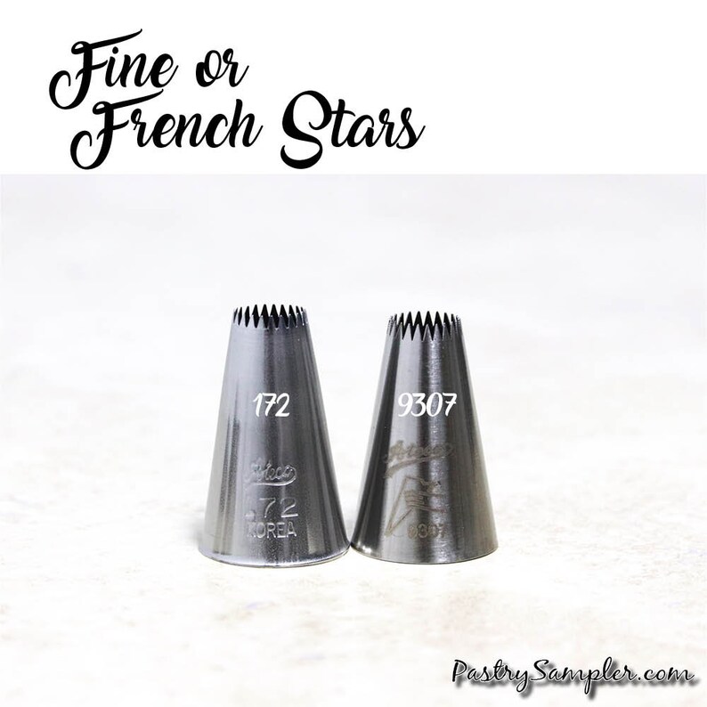Fine or French Star Pastry Tips - Medium and Small Standard Size ...