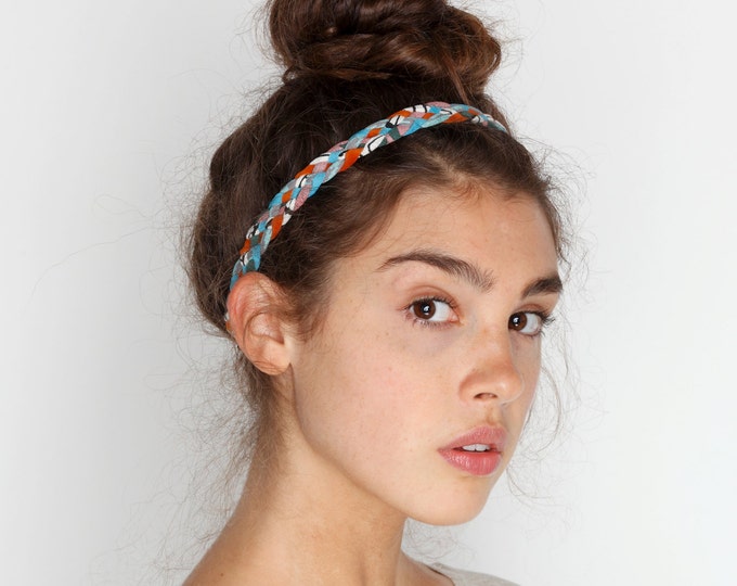 Braided Headband in Green, Blue and Ochre - Etsy
