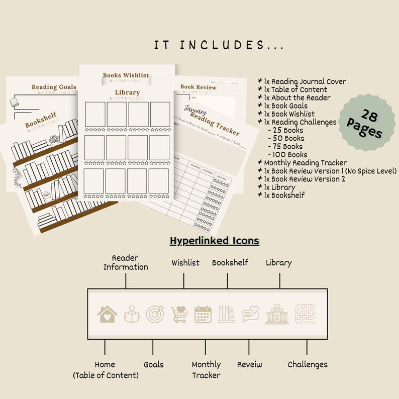 Digital Reading Journal | Printable Reading Journal | Reading Tracker ...
