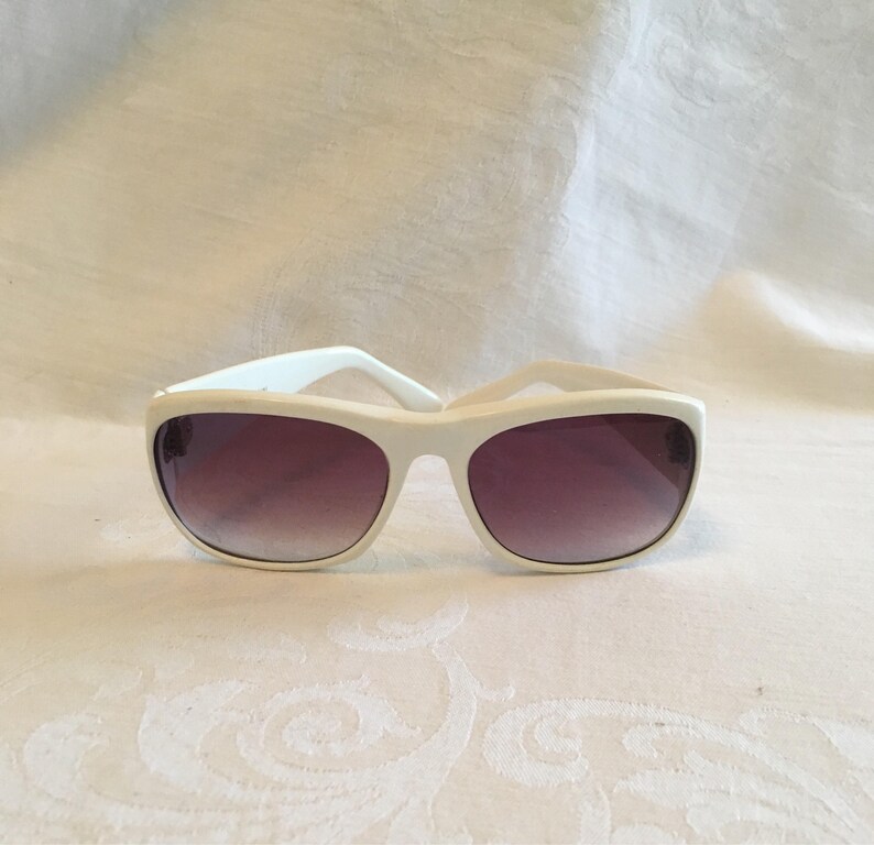 White Vintage Sunglasses Sixties Shades Rhinestone Tinted Etsy