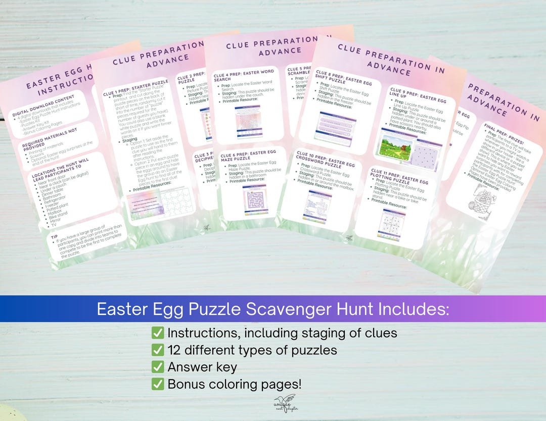 Printable Easter Egg Hunt Puzzle Game – Fun Easter Scavenger Hunt for ...