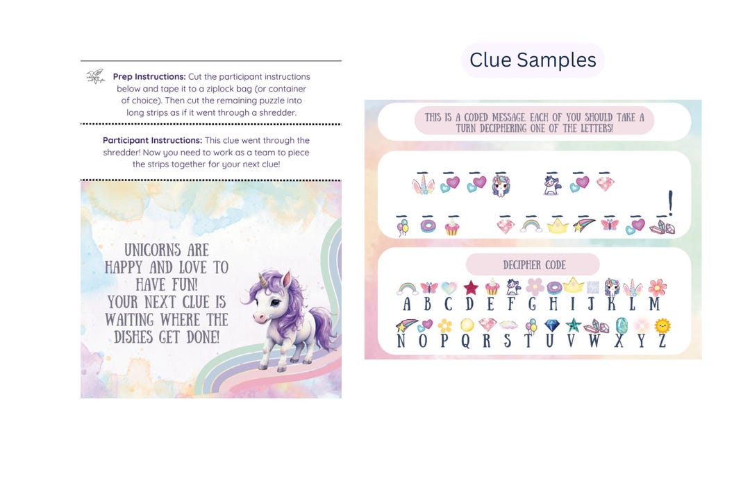 Unicorn Scavenger Hunt Kit – Printable Party Game for Unicorn Parties ...