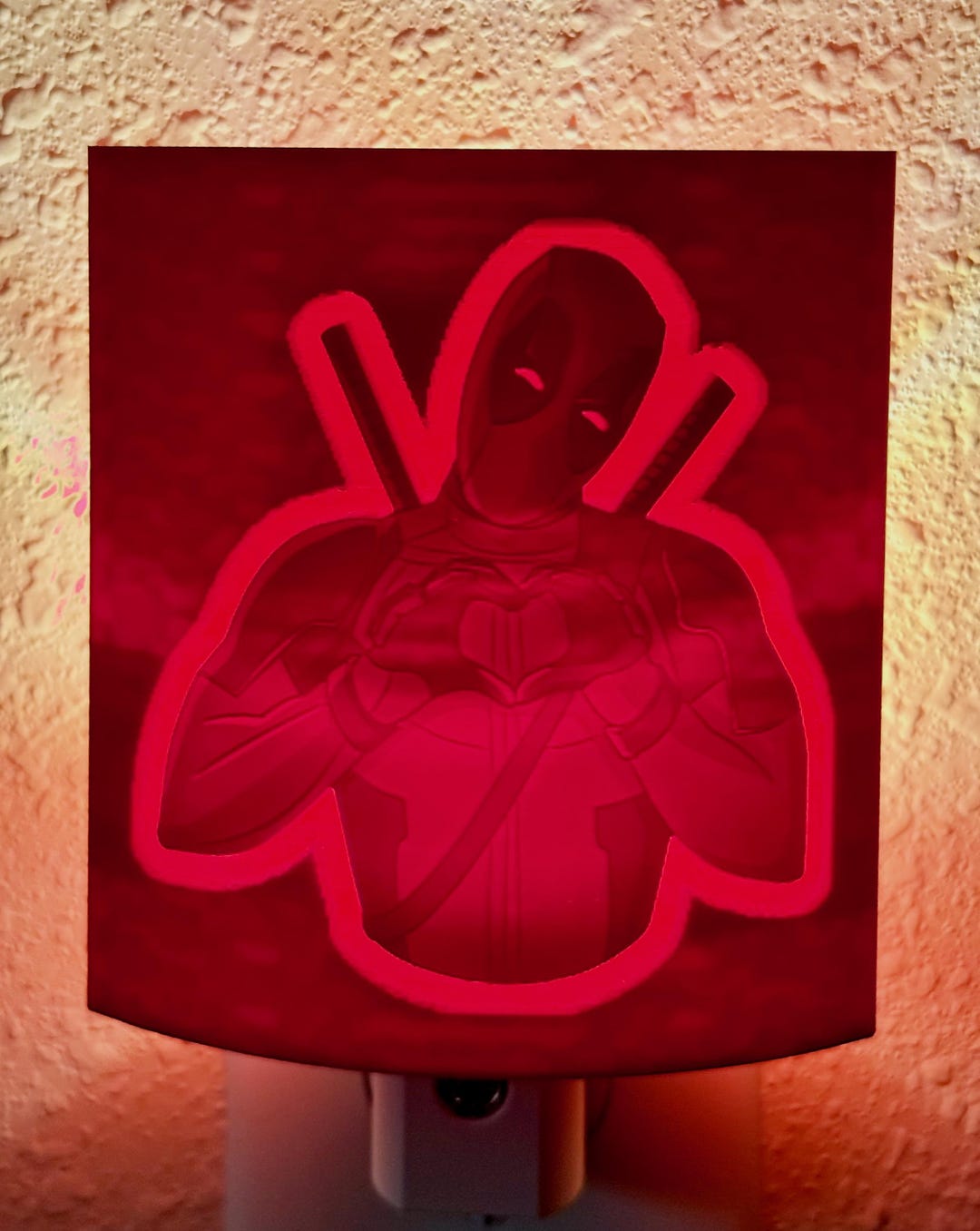 Deadpool-inspired 3D Printed Night Light – Geeky LED Lamp for Marvel ...