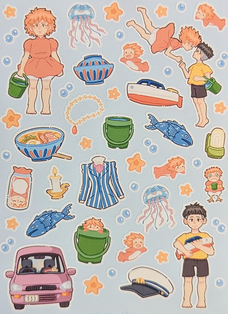 Ponyo and Sosuke's Sticker Sheet - Sticker Sheet | Planner Stickers ...