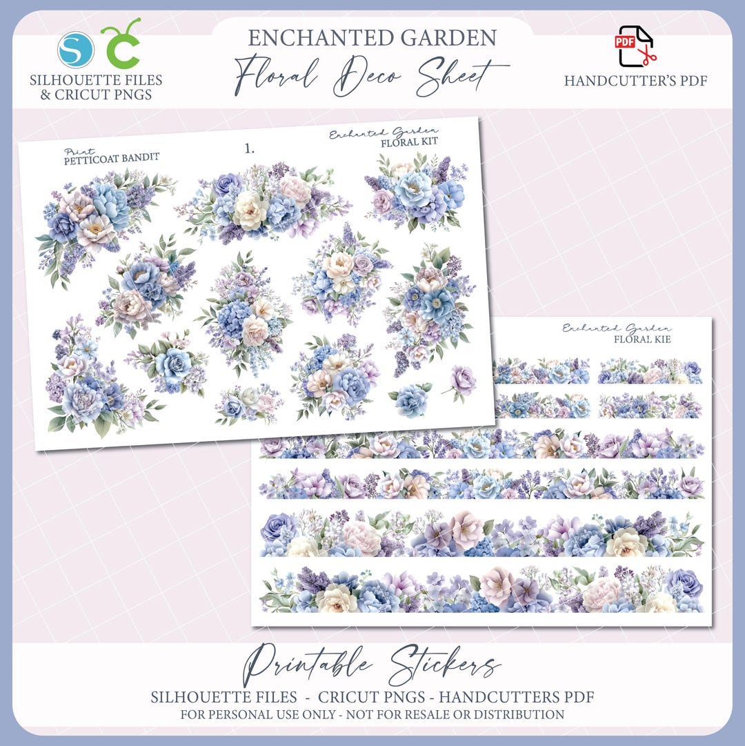 Printable Floral Kit - Enchanted Garden | Journal Stickers | Decorative ...