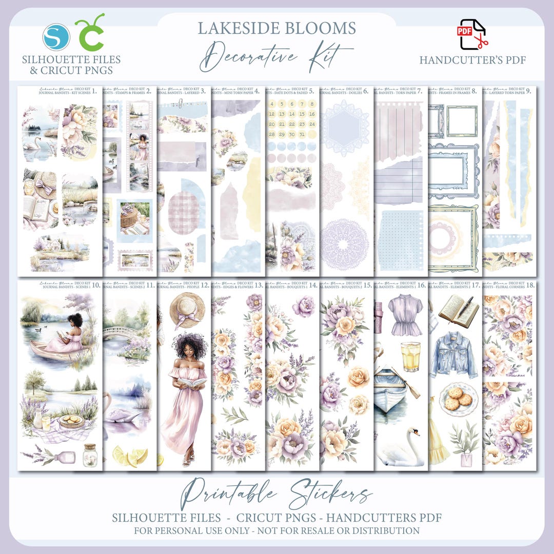 Spring Printable Decorative Sticker Kit - Lakeside Blooms | Journal ...