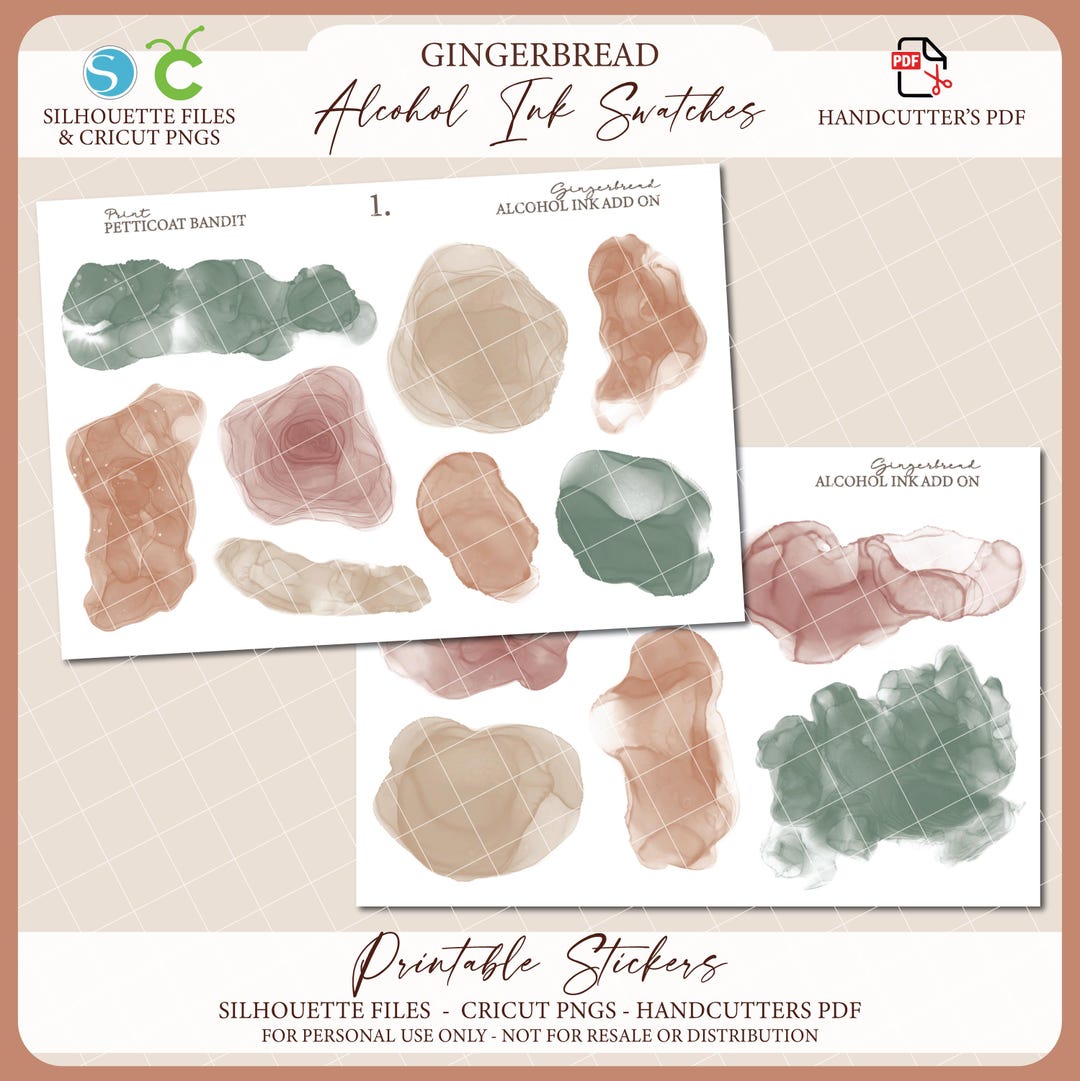 Printable Alcohol Ink Swatches Gingerbread Christmas Journal Stickers ...