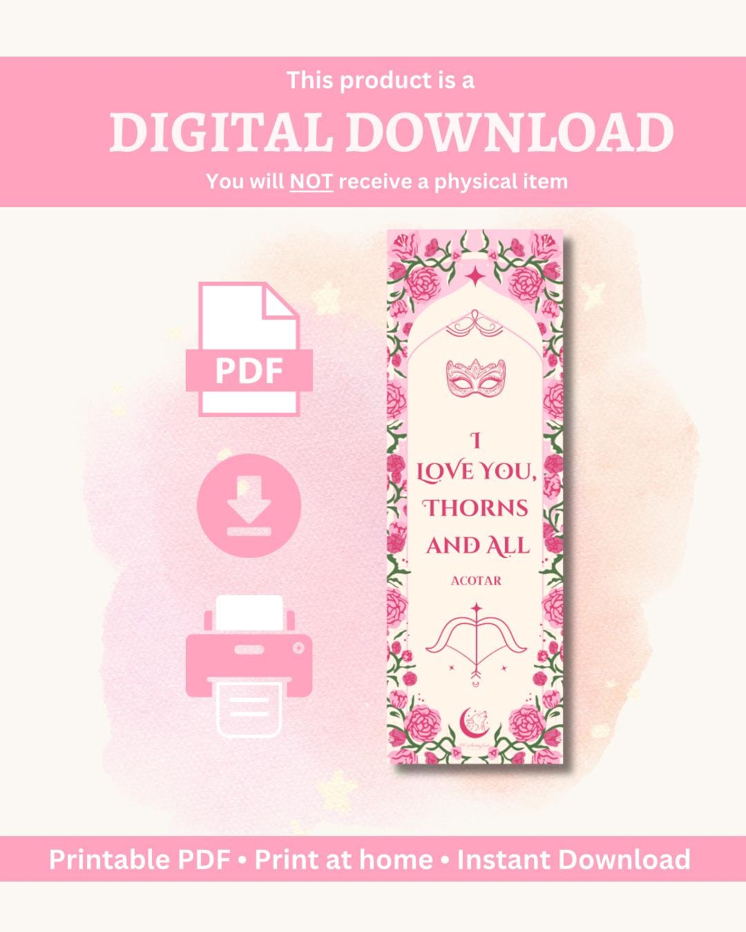 ACOTAR Bookmark | Printable Bookmark, Book Gift, Digital Download ...