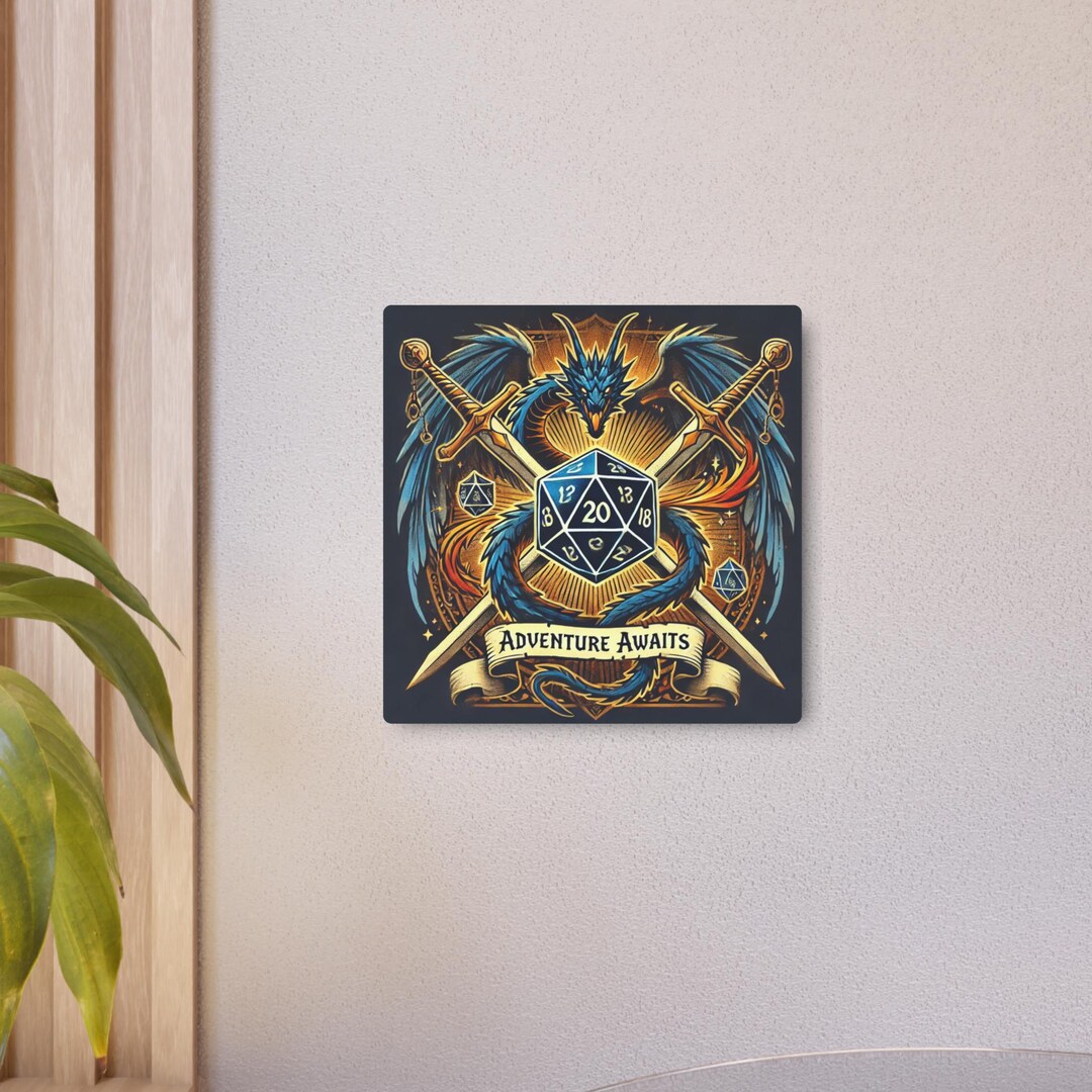 Adventure, Metal Art Sign, Dungeons and Dragons Inspired, Dragon D20 ...