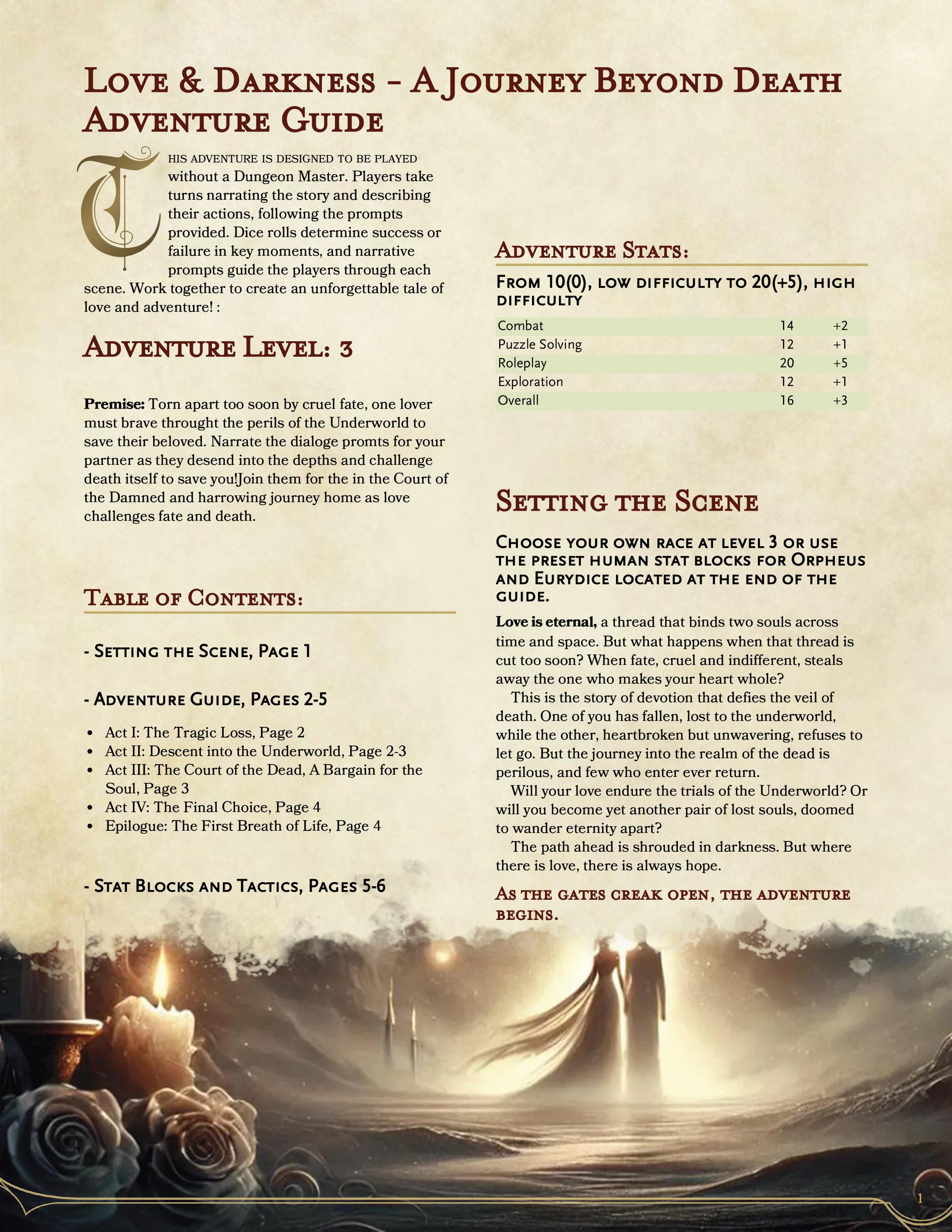 Love & Darkness, A Journey Beyond Death - Romantic Dnd 5E Date Night ...