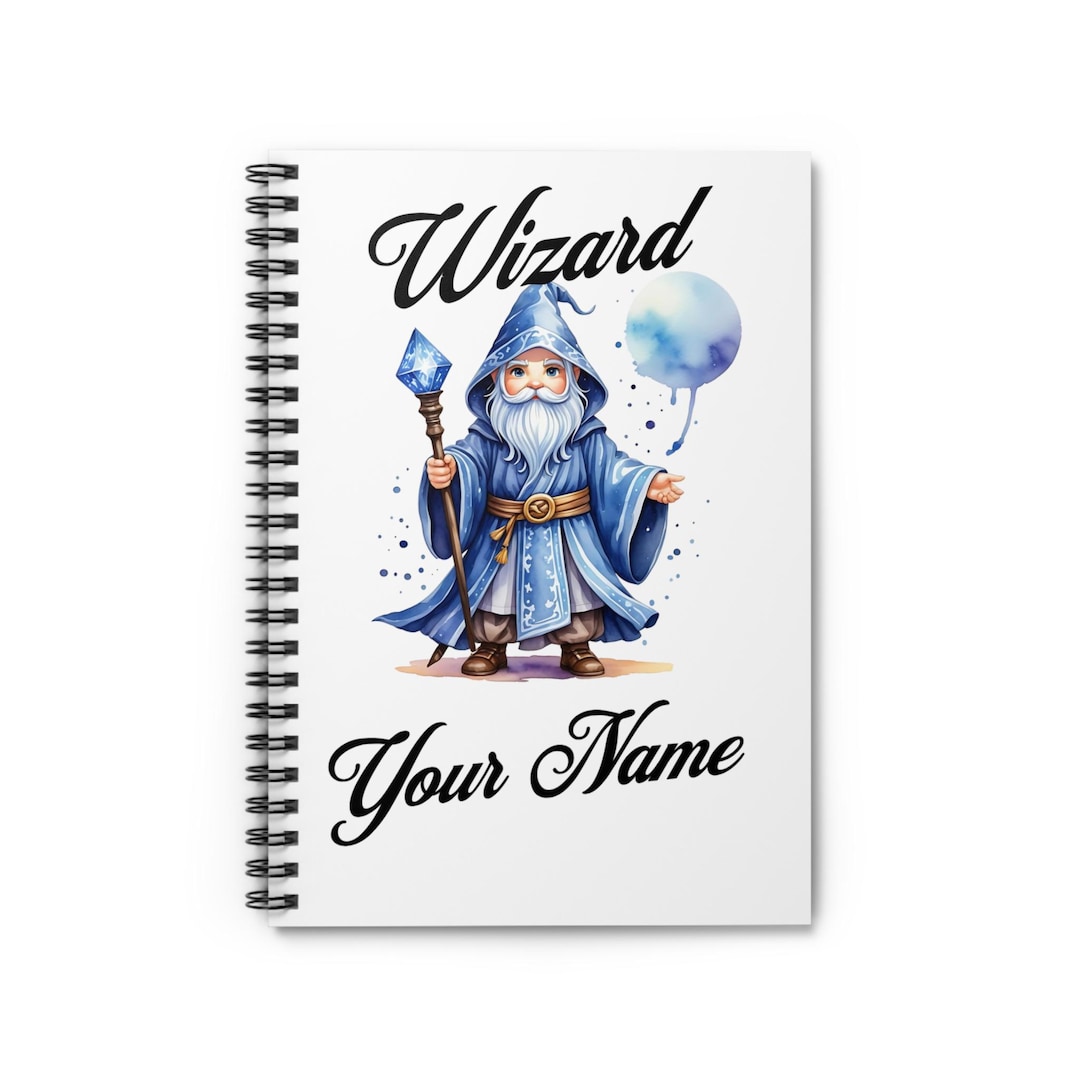 Kawaii Wizard Spiral Notebook, Personalized D&D Inspired Pastel Journal ...