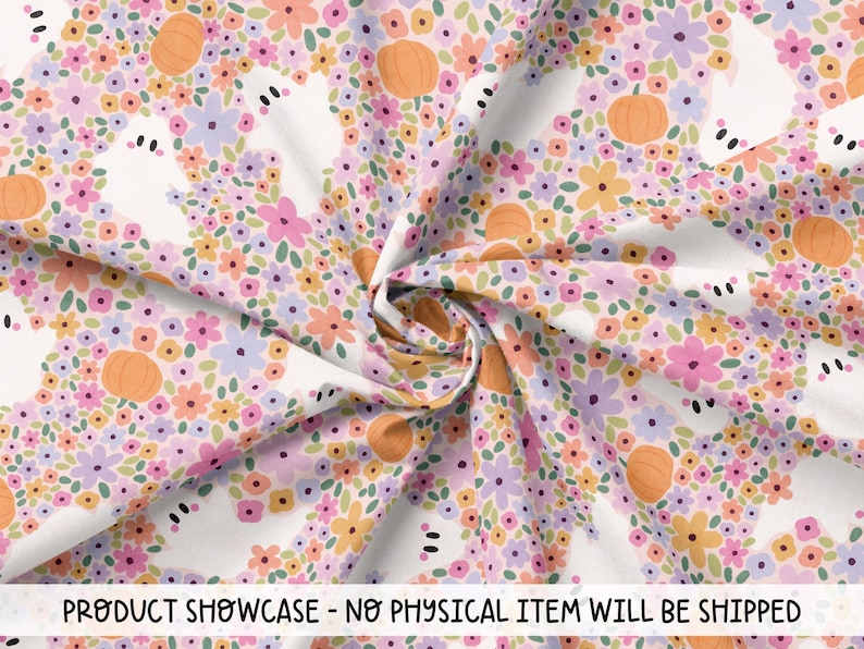 Halloween Ghosts Ditsy Floral Seamless Repeating Pattern, Girly Pastel ...