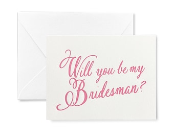 Bridesman Proposal Card, Will You Be My Bridesman, Card for Bridesman ...