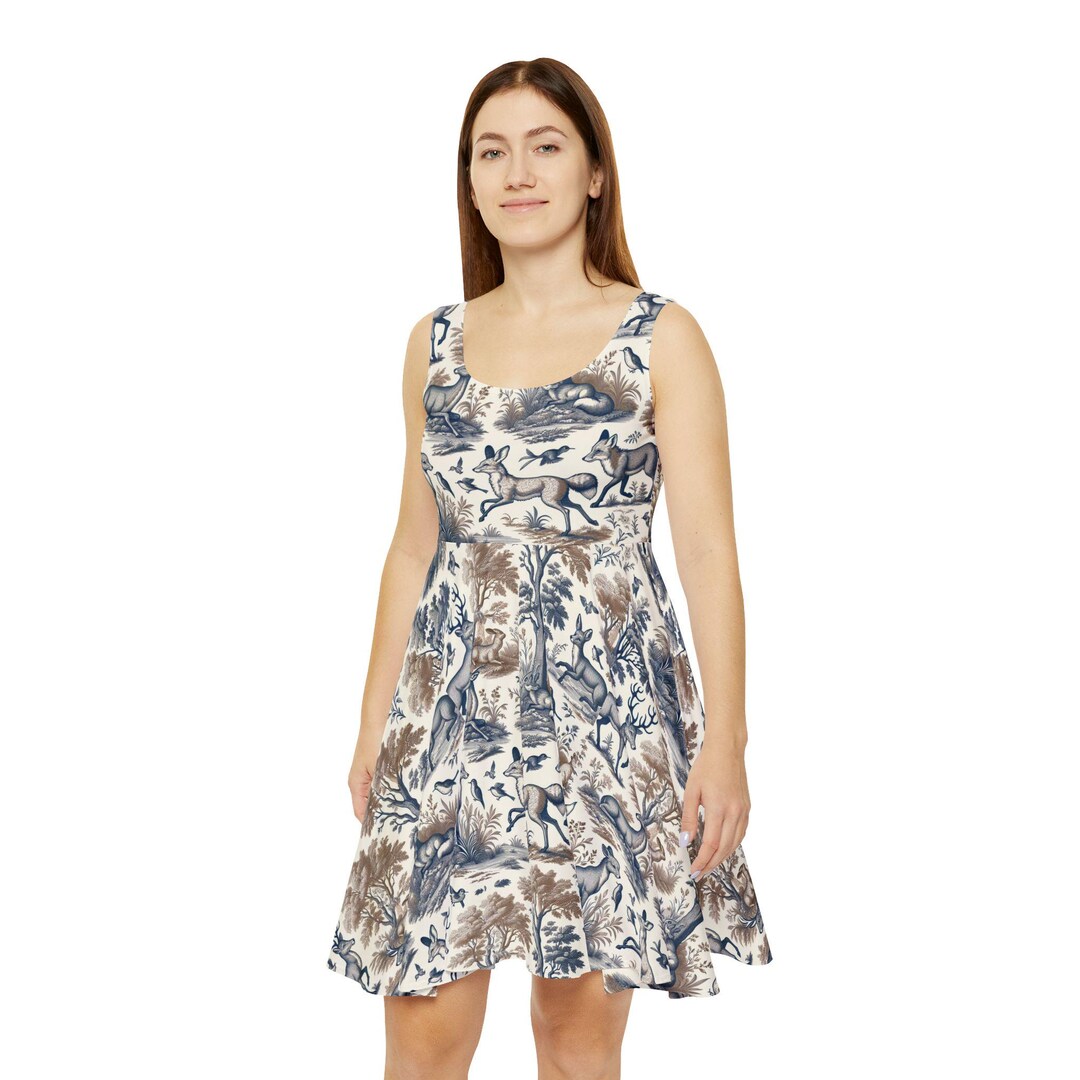 Camo Dress Toile De Jouy Fox Deer Dress Toile Cottage Core Outfit Trad ...
