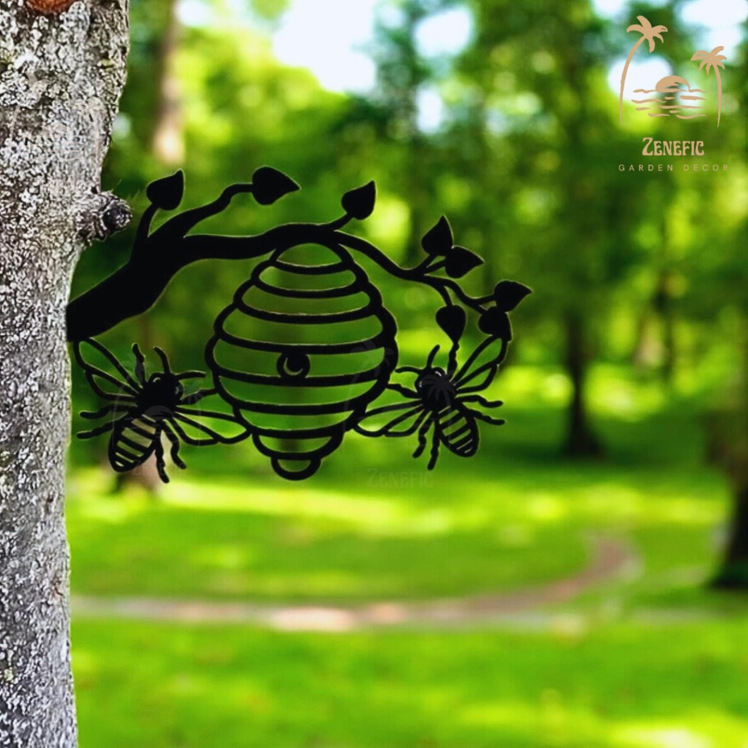 Metal Bee Hive, Silhouette Bee Hive, Tree Stake, Garden Decorations ...