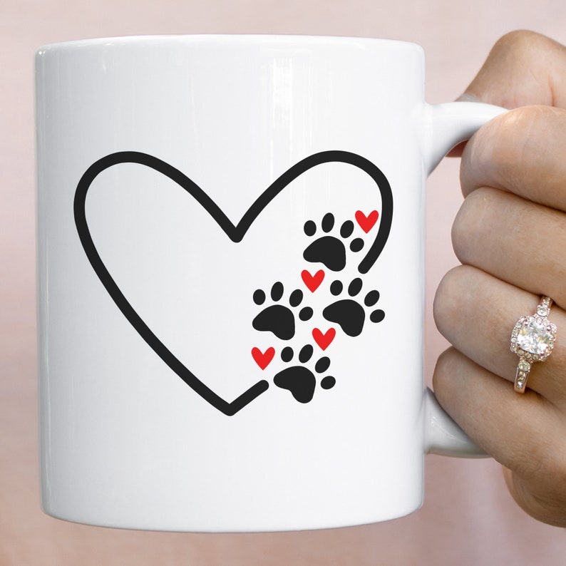 Paw Prints Heart SVG Cut File Digital Download Dog Lover - Etsy