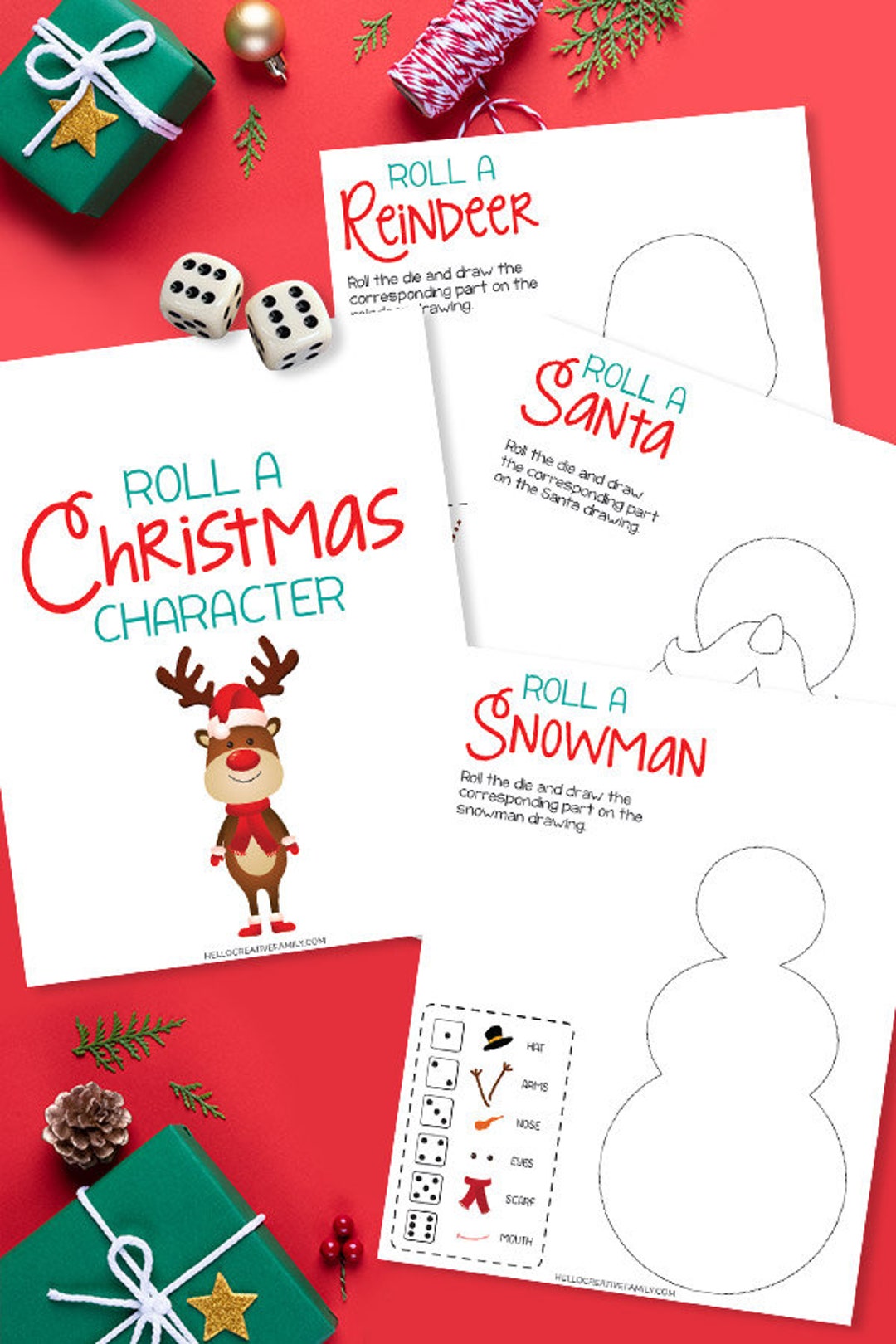 Roll a Christmas Character Dice Game Activity Bundle Printable ...
