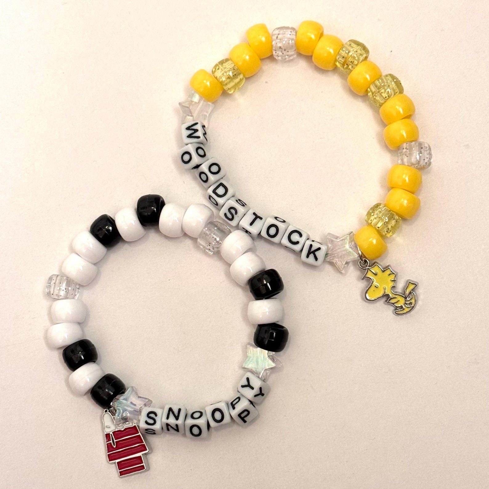 Peanuts Snoopy and Woodstock Matching Elastic Beaded Kandi Bracelets - Etsy